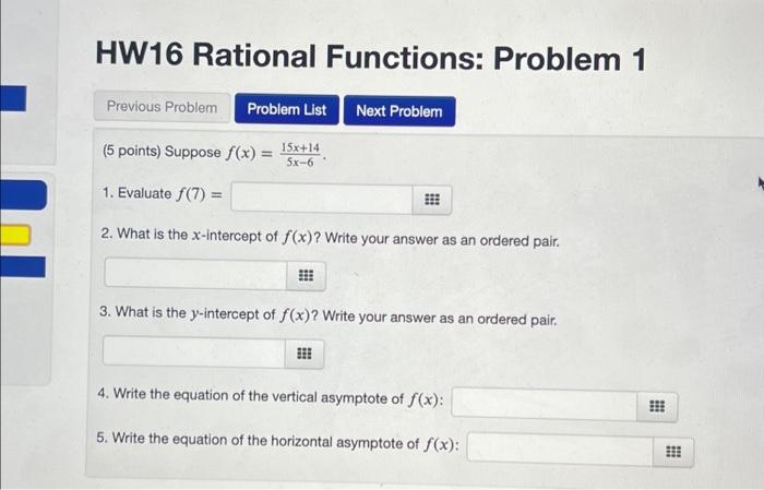 Solved HW16 Rational Functions: Problem 1 Previous Problem | Chegg.com