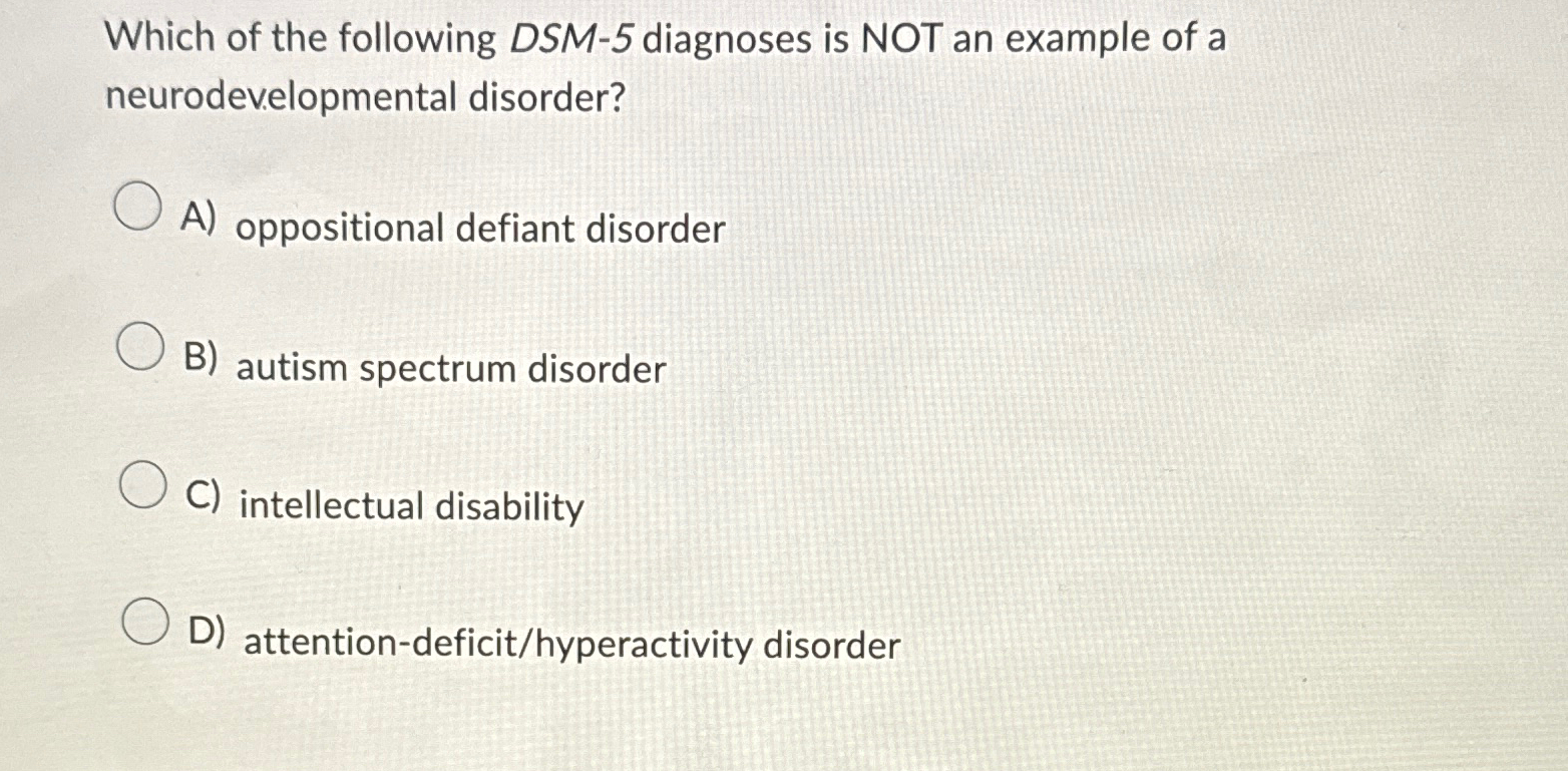 Solved Which of the following DSM-5 ﻿diagnoses is NOT an | Chegg.com