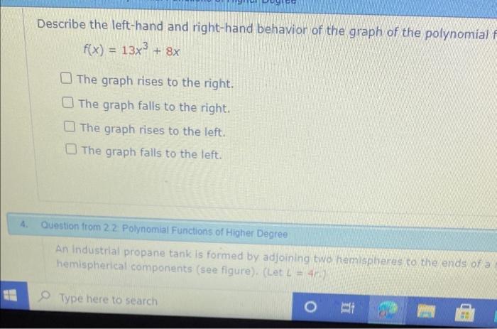 Solved Describe the left-hand and right-hand behavior of the | Chegg.com