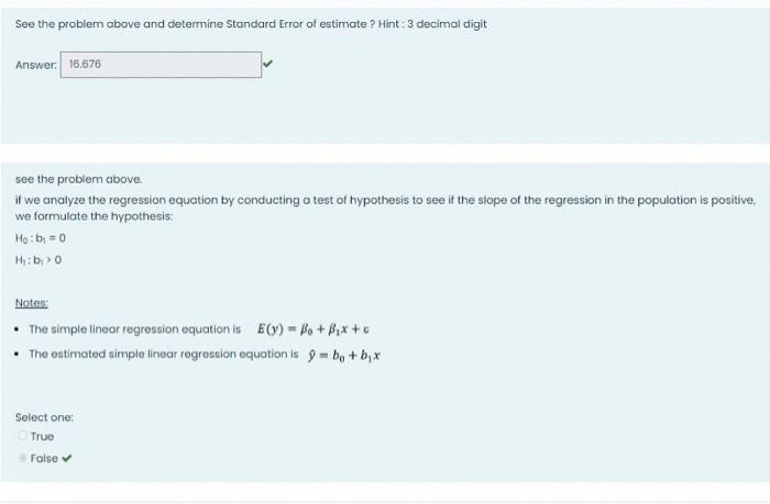 Solved See the problem above and determine Standard Error of | Chegg.com