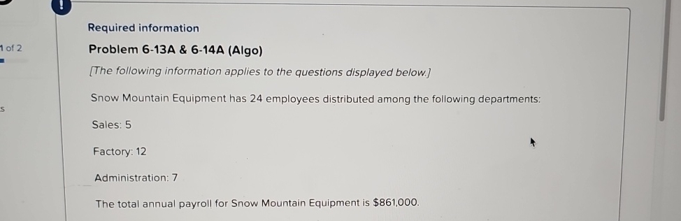 Solved Required informationProblem 6-13A & 6-14A (Algo)[The | Chegg.com