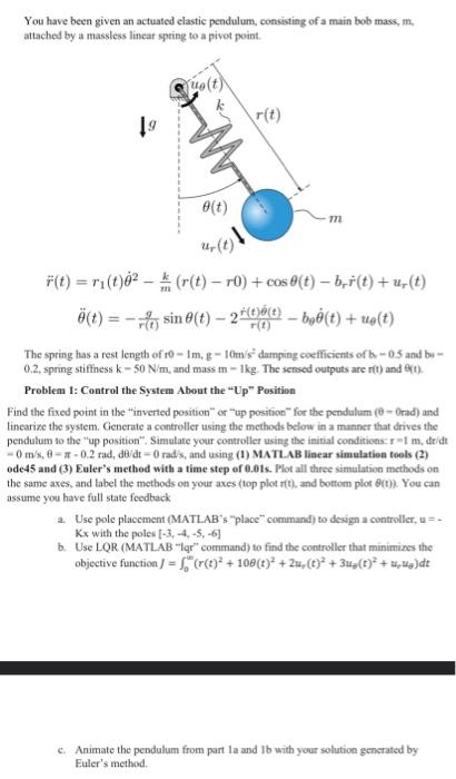 You have been given an actuated elastic pendulum, | Chegg.com