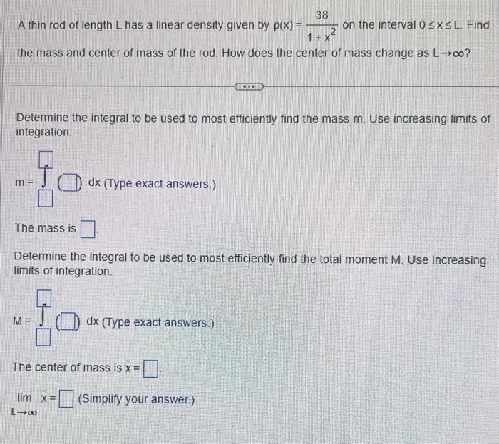 Solved A thin rod of length L has a linear density given by | Chegg.com