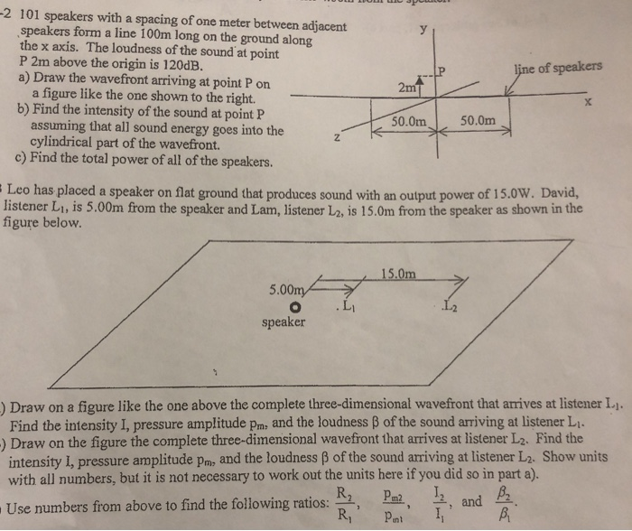 Solved line of speakers -2 101 speakers with a spacing of | Chegg.com