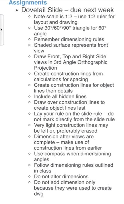 Solved Dovetail Slide DOVETAIL SLIDE SCALE I:2ignments | Chegg.com