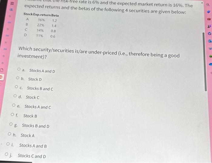 Solved expected returns and expected returns and the betas | Chegg.com