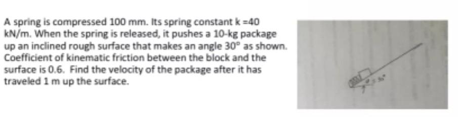 Solved A spring is compressed 100 mm. Its spring constant k | Chegg.com