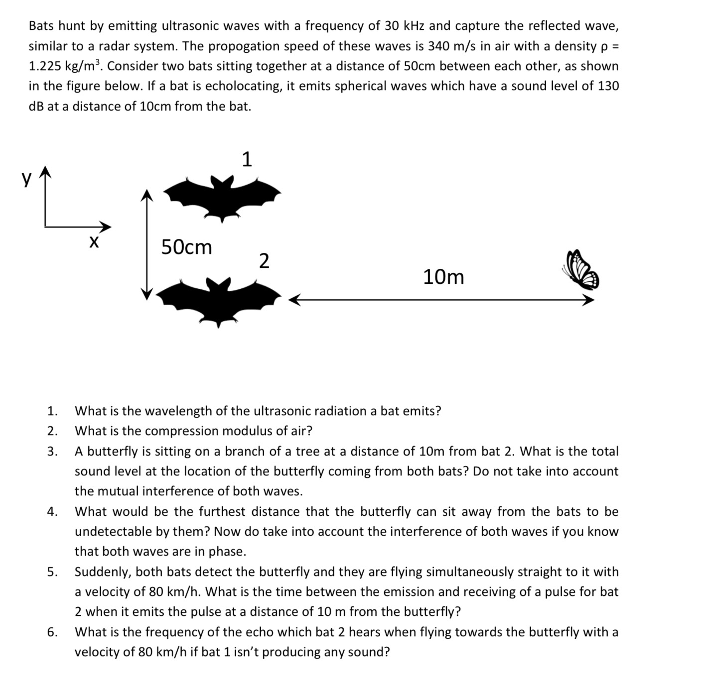 Solved Bats hunt by emitting ultrasonic waves with a | Chegg.com