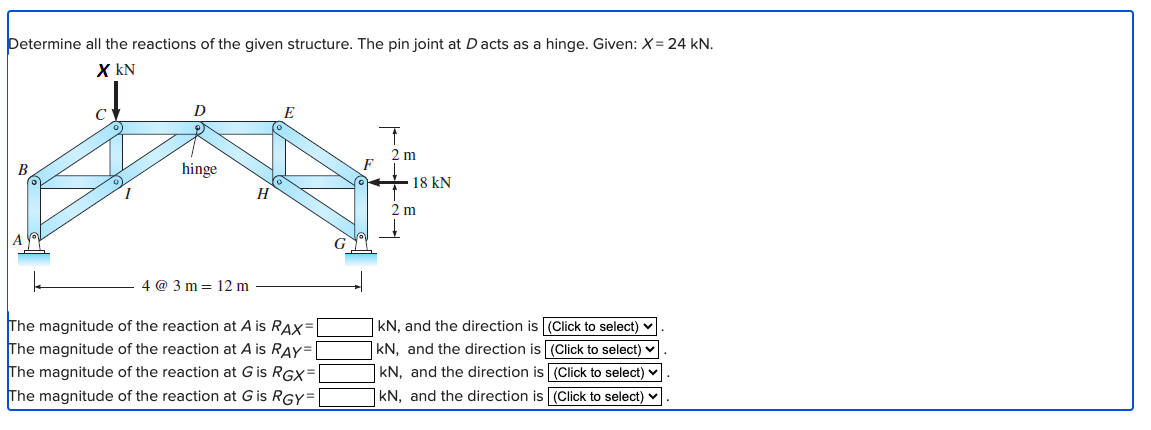 Solved Determine all the reactions of the given structure. | Chegg.com