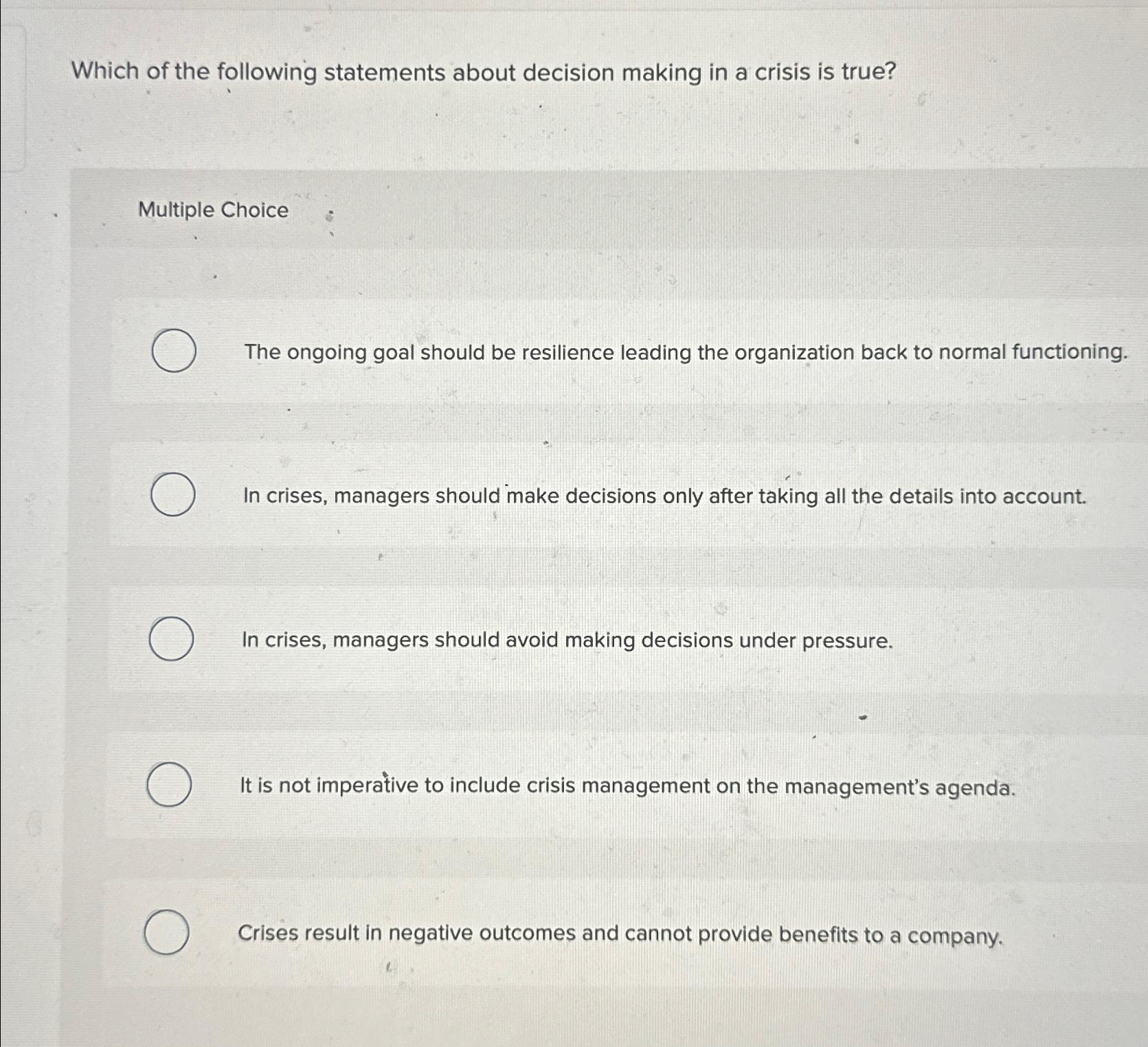 Solved Which of the following statements about decision | Chegg.com