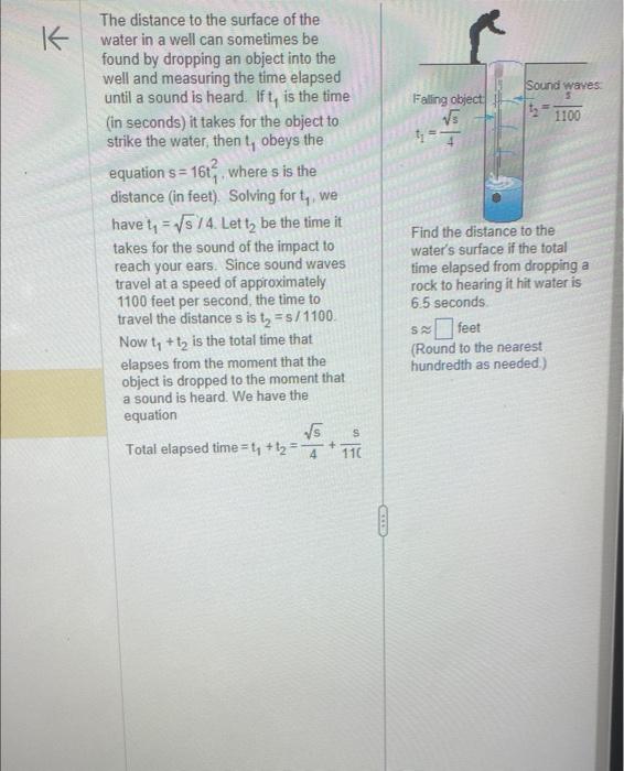 Solved The distance to the surface of the water in a well | Chegg.com