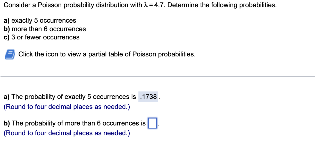 Solved Consider a Poisson probability distribution with | Chegg.com