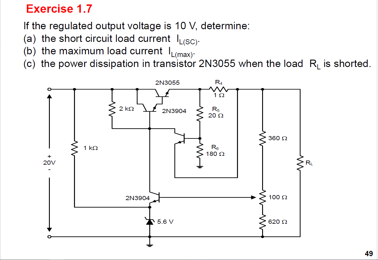 Solved Exercise 1.7If the regulated output voltage is 10V, | Chegg.com