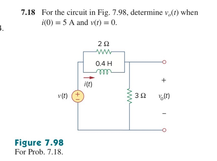Solved 7.18 For the circuit in Fig. 7.98, determine vy(t) | Chegg.com