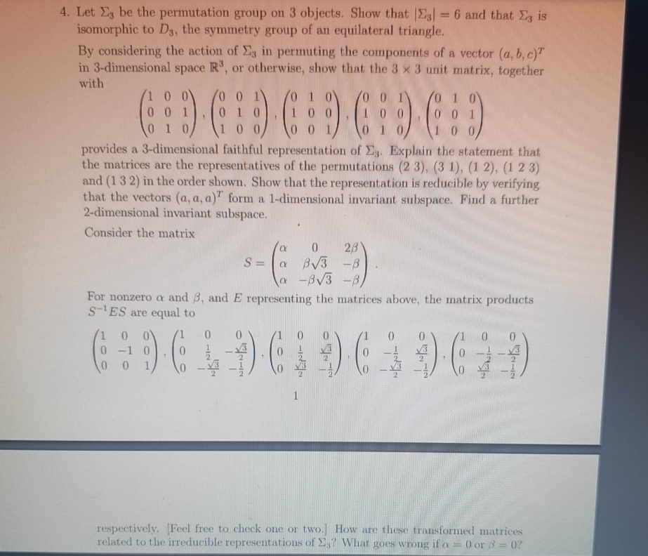 Let Σ3 ﻿be the permutation group on 3 ﻿objects. Show | Chegg.com
