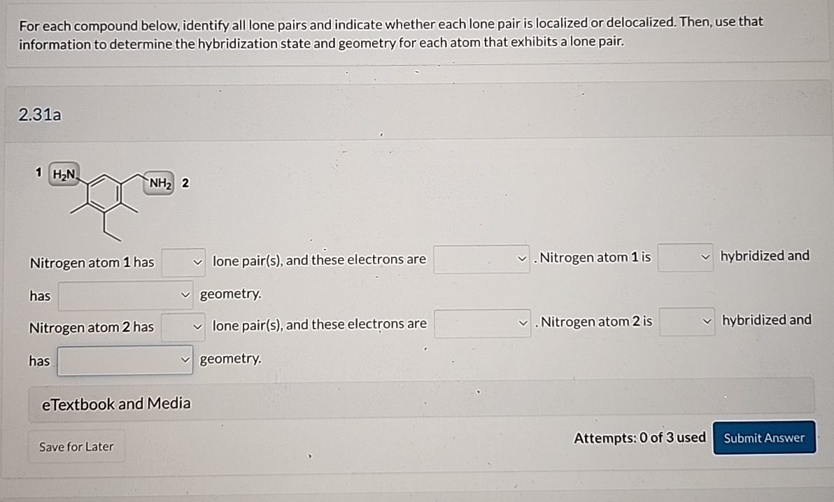 Solved For each compound below, identify all lone pairs and | Chegg.com