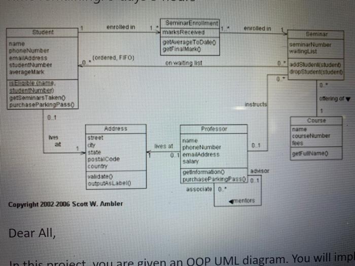 Dear All In this project, you are given an OOP UML | Chegg.com