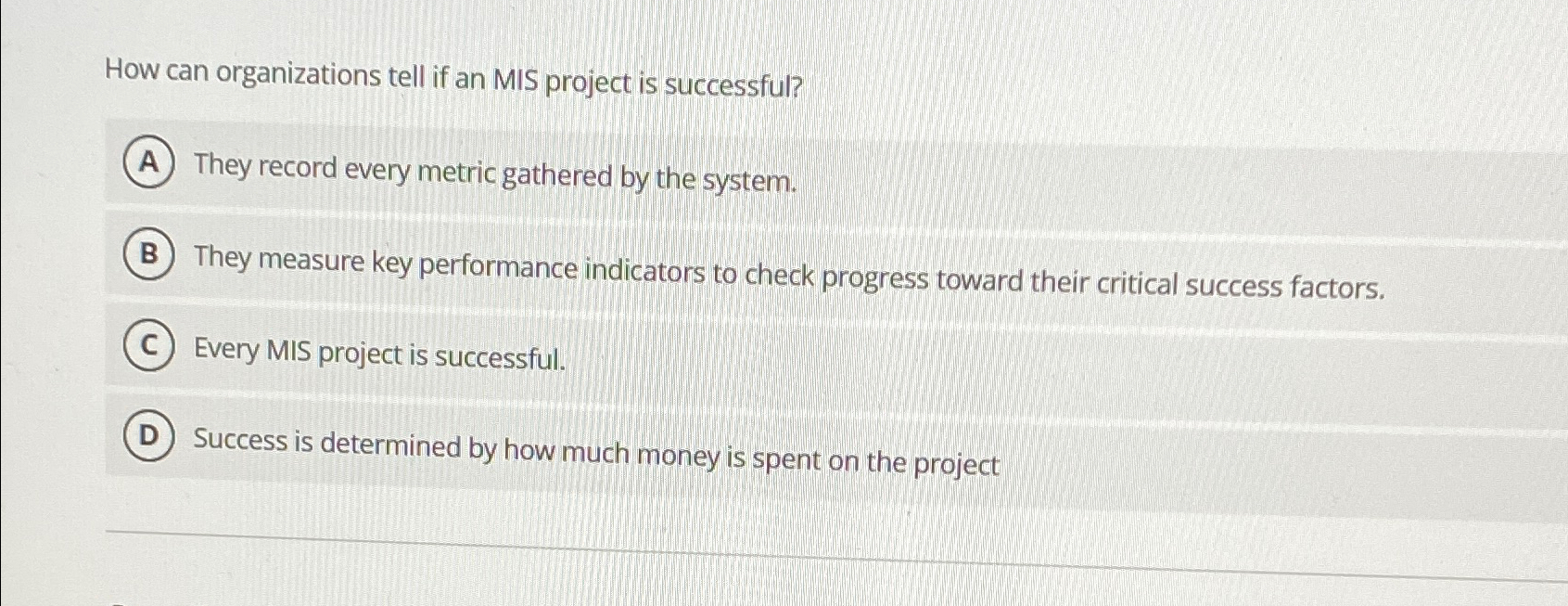 Solved How can organizations tell if an MIS project is | Chegg.com