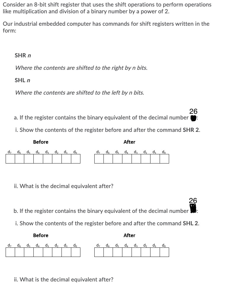 Solved Consider an 8-bit shift register that uses the shift | Chegg.com