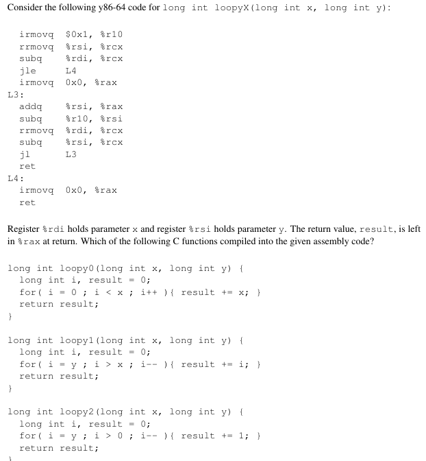 Solved irmovq \( \$ 0 \times 1, \% ﻿r 10 \)rrmovq \%rsi, | Chegg.com