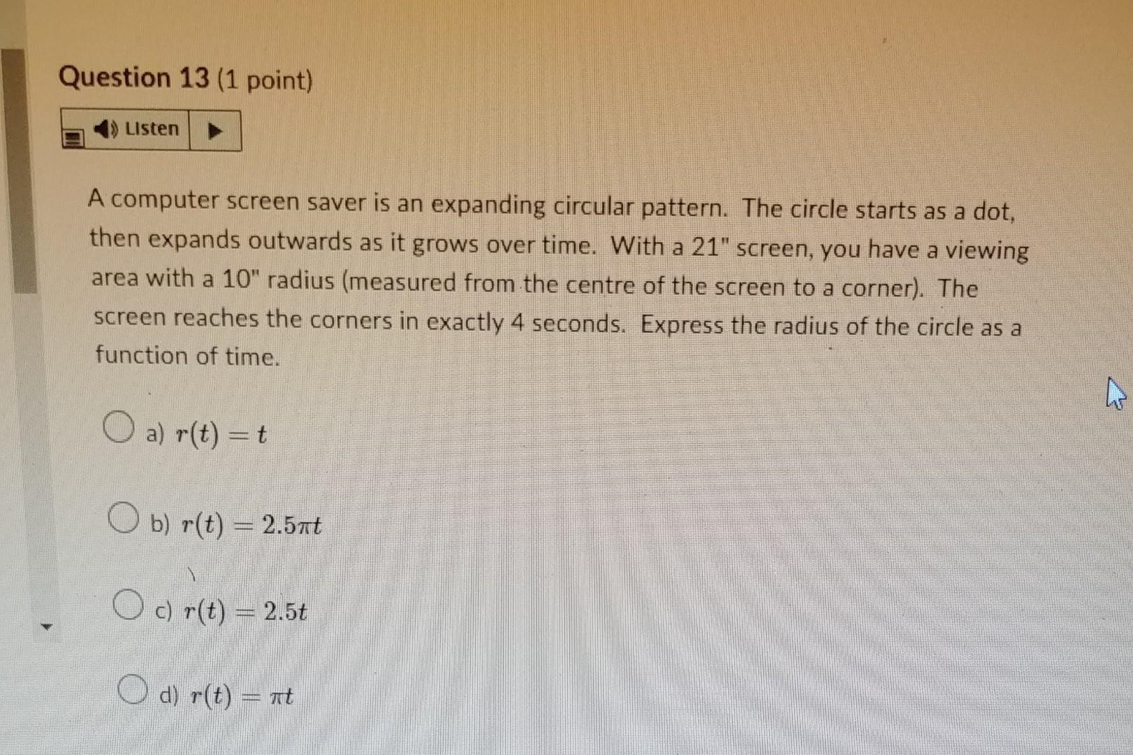 Solved A computer screen saver is an expanding circular | Chegg.com