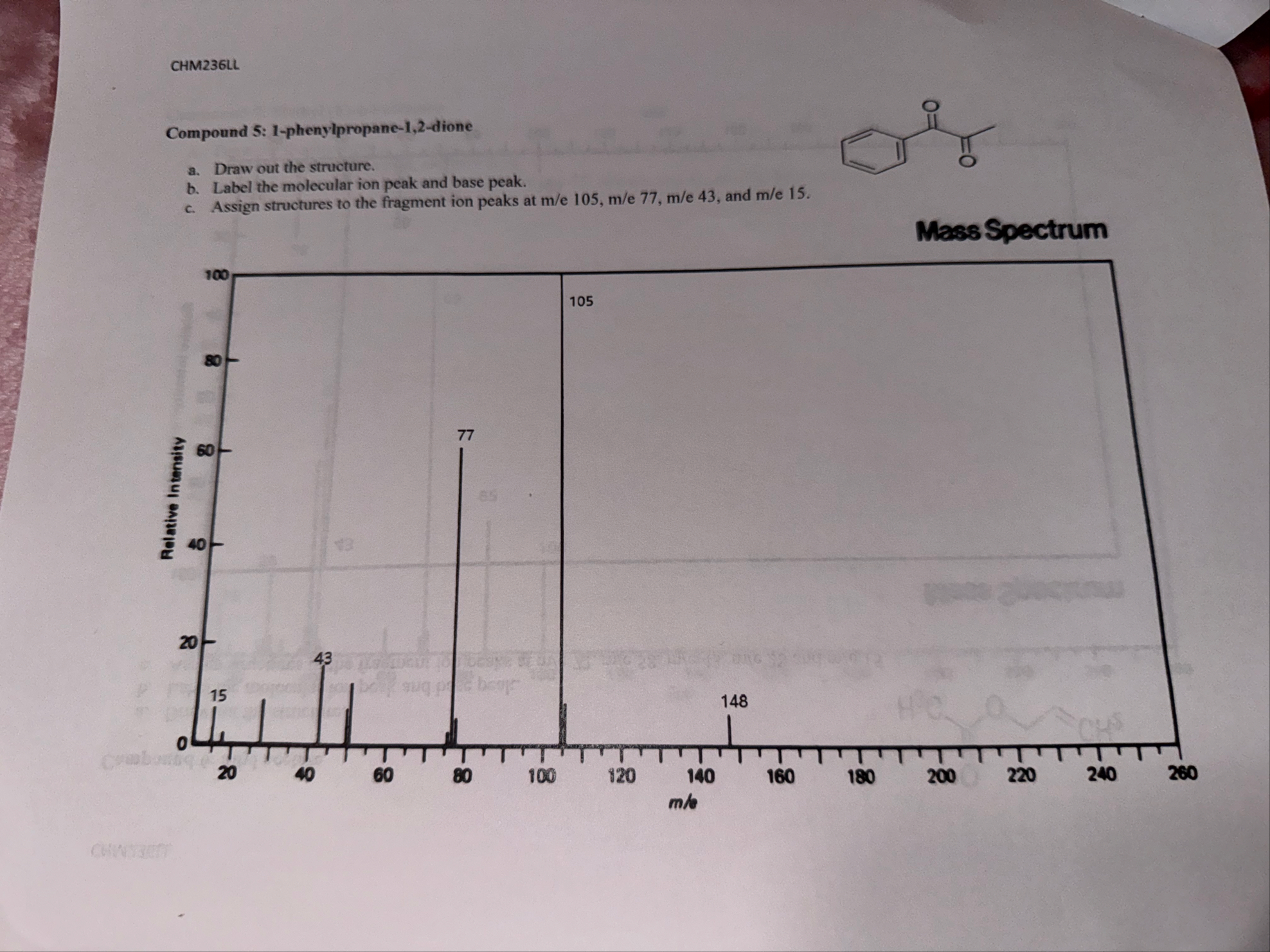 Solved CHM236LLCompound 5: 1-phenylpropane-1,2-dionea. ﻿Draw | Chegg.com