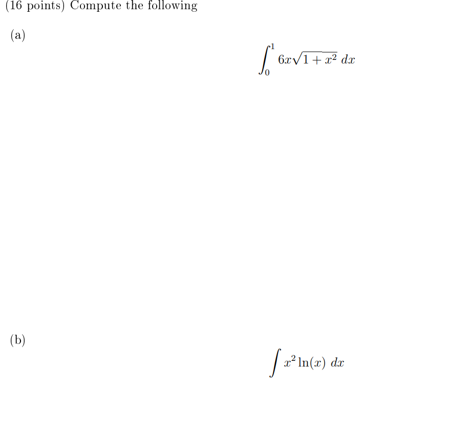 Solved (16 points) Compute the | Chegg.com Solved (16 points) Compute the | Chegg.com