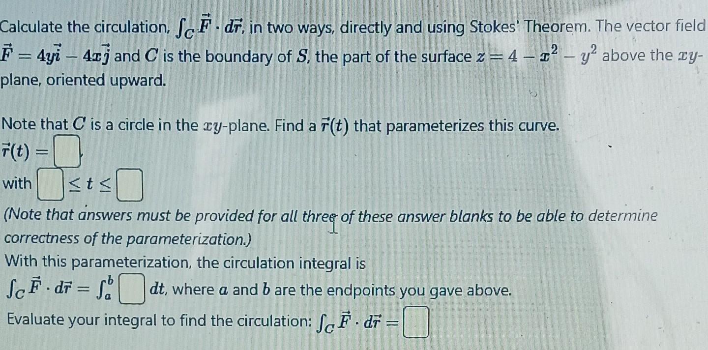 Solved Calculate the circulation, ∫CF⋅dr, in two ways, | Chegg.com