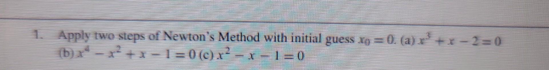 Solved 1. Apply two steps of Newton's Method with initial | Chegg.com