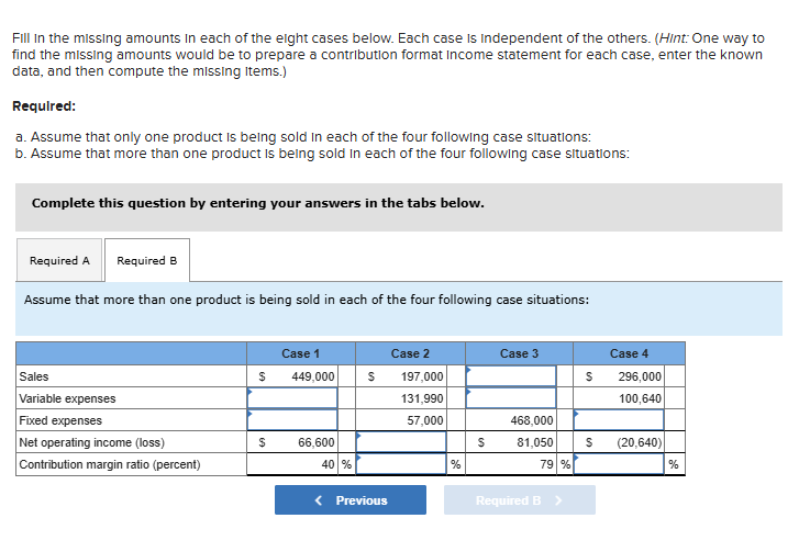 Solved Fill in the missing amounts in each of the eight | Chegg.com