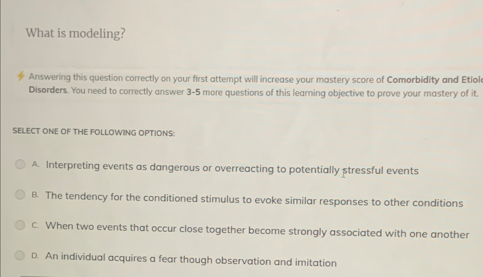 Solved What is modeling?Answering this question correctly on | Chegg.com
