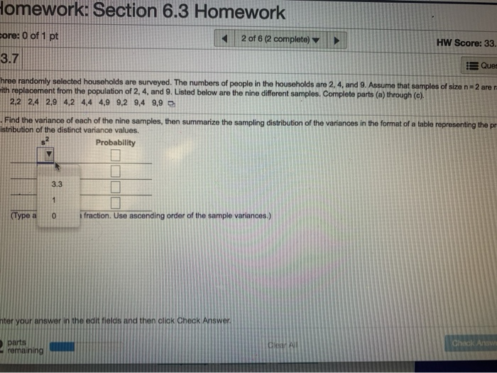 Solved Homework Section 6 3 Homework Eore 0 Of 1 Pt 2 Of 6