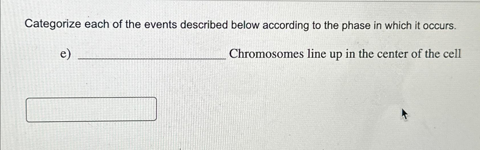 Solved Categorize each of the events described below | Chegg.com