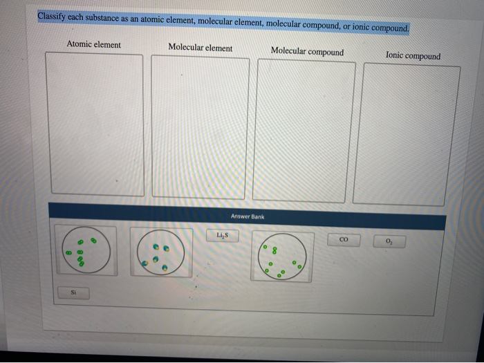 Solved Classify each substance as an atomic element, | Chegg.com