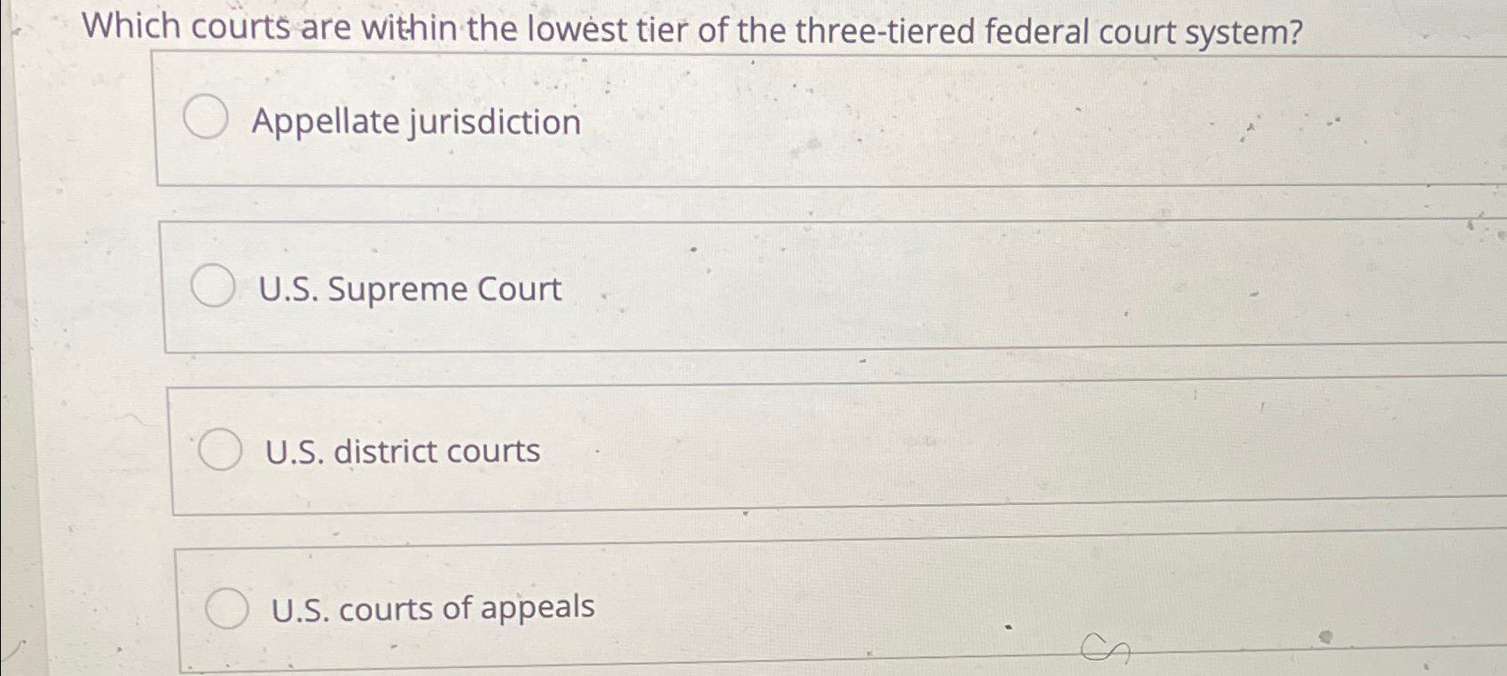 Solved Which courts are within the lowest tier of the | Chegg.com