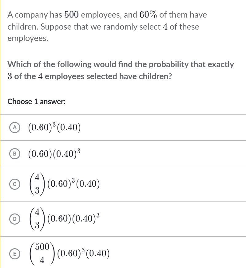 Solved A company has 500 employees, and 60% of them have | Chegg.com