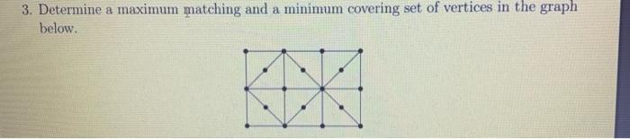 Solved 3. Determine a maximum matching and a minimum | Chegg.com