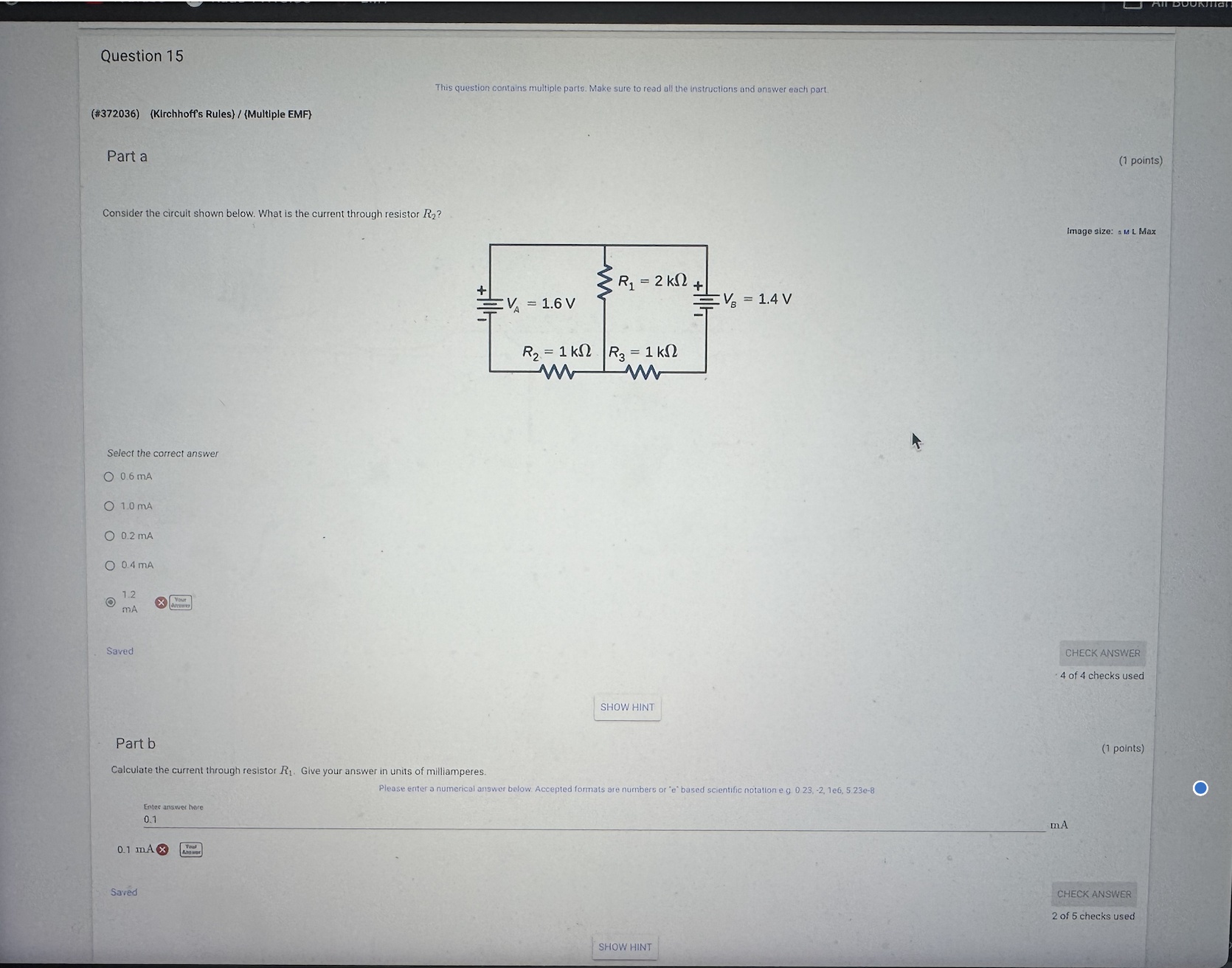 Solved Question 15(\#372036) (Klrchhoff's | Chegg.com