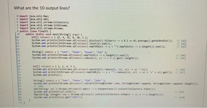 Solved What are the 10 output lines? 3-import java.util.Map; | Chegg.com