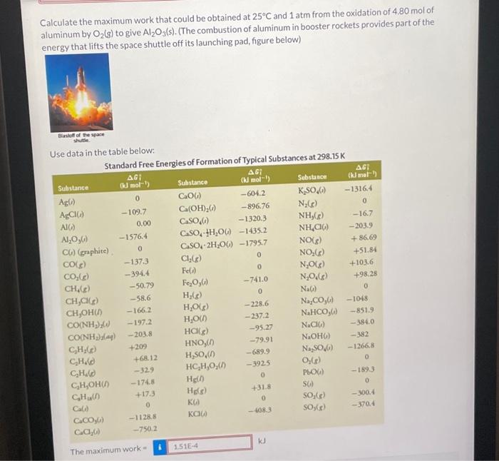 Solved Calculate the maximum work that could be obtained at | Chegg.com