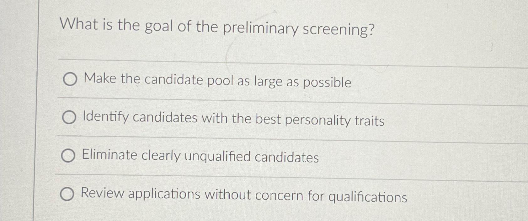 Solved What is the goal of the preliminary screening?Make | Chegg.com