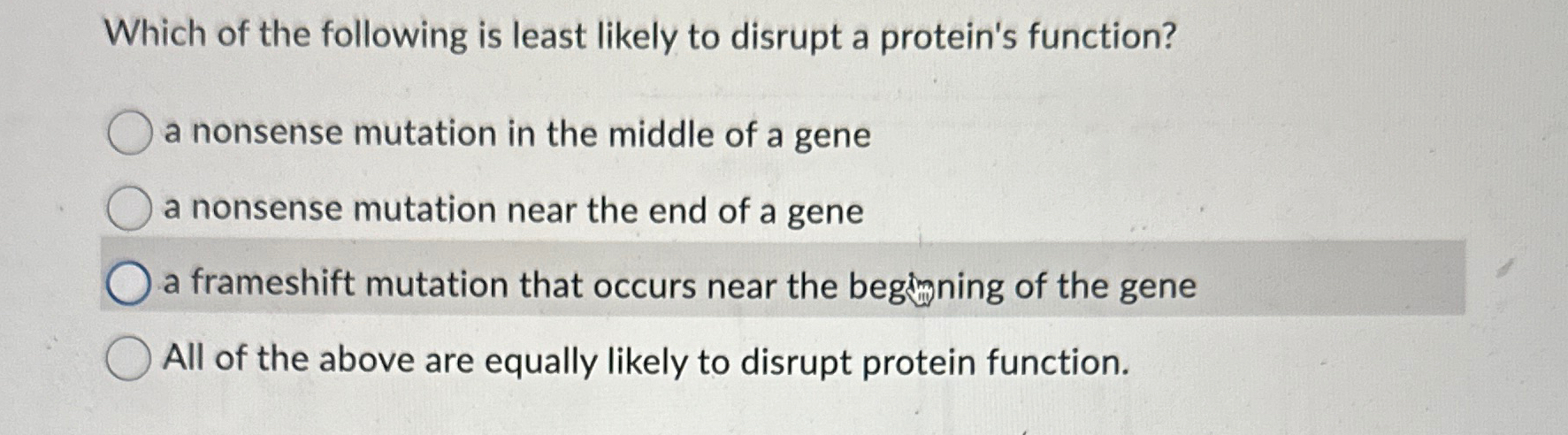 Solved Which of the following is least likely to disrupt a | Chegg.com