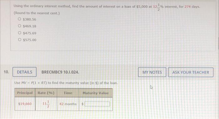 Solved 2 Using the ordinary interest method, find the amount | Chegg.com