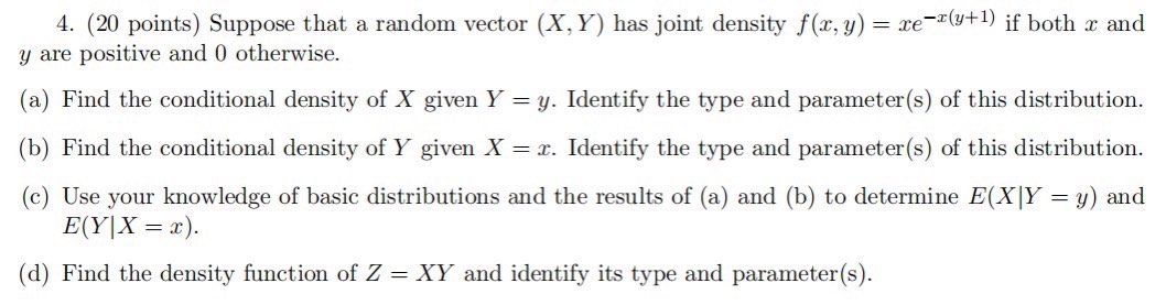 Solved (20 ﻿points) ﻿Suppose that a random vector (x,Y) ﻿has | Chegg.com