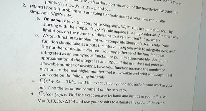 Solved urth order approximation of the first derivative | Chegg.com