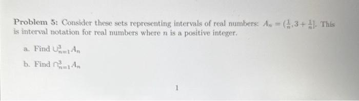 Solved Problem 5: Consider these sets representing intervals | Chegg.com