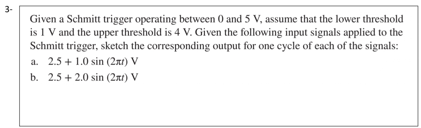 Solved 3-Given a Schmitt trigger operating between 0 ﻿and | Chegg.com