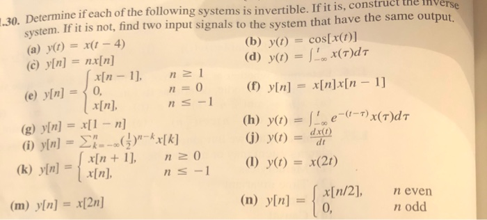 Solved inverse system 1.30. Determine if each of the | Chegg.com
