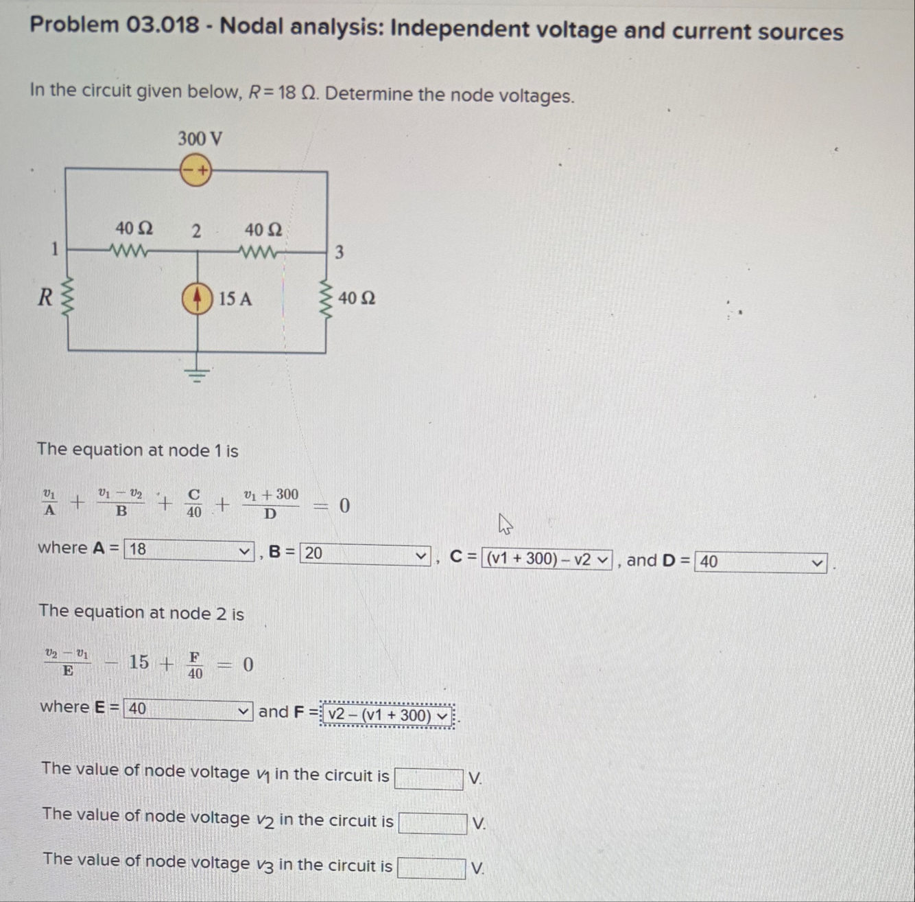 Solved Problem 03.018 - ﻿Nodal analysis: Independent voltage | Chegg.com