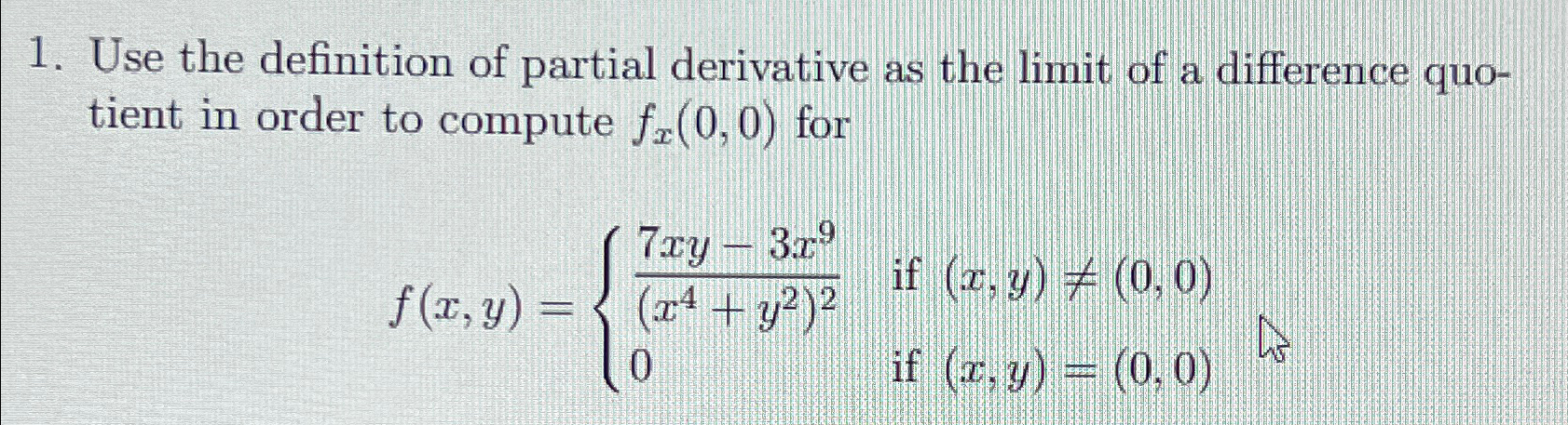 Solved Use the definition of partial derivative as the limit | Chegg.com